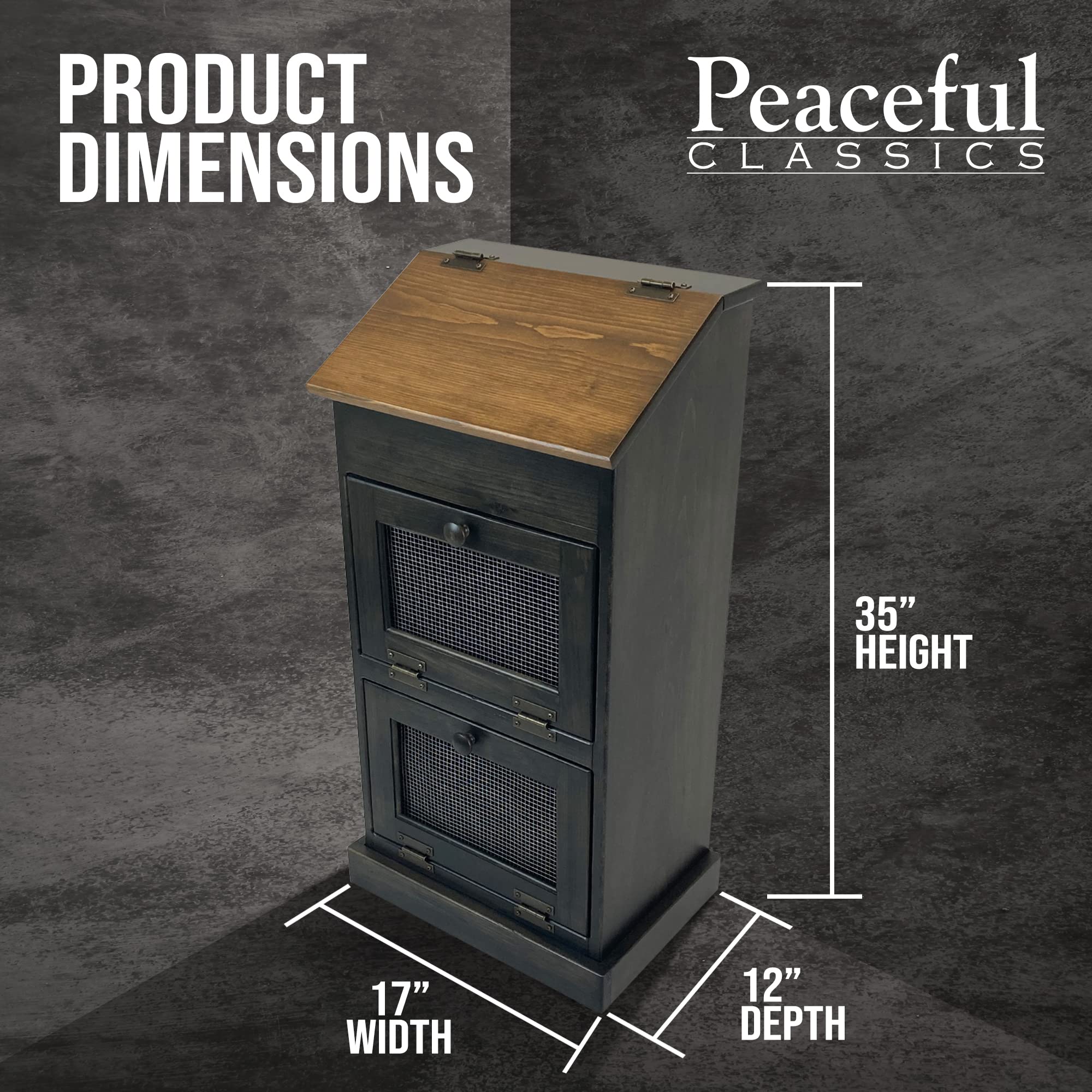 Peaceful Classics Potato Storage Wood Box, Wooden Bread Storage Bins, Decorative Potato and Onion Storage Bin, Potato Bin w/Grocery Section, Wooden Vegetable Storage w/Lid for Kitchen Pantry, Mocha