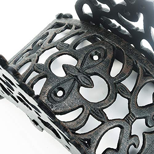 Sungmor Heavy Duty Cast Iron Garden Hose Holder - Wall Mounted Water Hose Hanger - Antique Emblem Decorative Hose Reel - Water Hose Rack Butler Storage - Two Installation Methods Wall Decor Holder