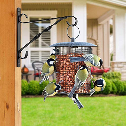 Amagabeli Hanging Plants Bracket 10'' Wall Planter Hooks Hangers Flower Pot Bird Feeder Wind Chime Lanterns Patio Lawn Garden for Shelf Shelves Fence Screw Mount against Door Arm Hardware