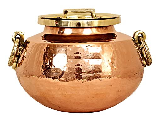 Steel Copper Hammered Design Chafing Dish with Brass Lid