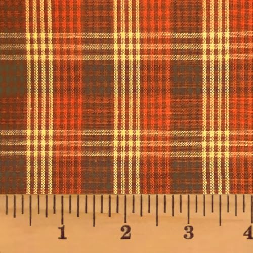 Autumn Pin Plaid Orange, Rust, Gold, Pumpkin Homespun Cotton Plaid Fabric by JCS - Sold by The Yard