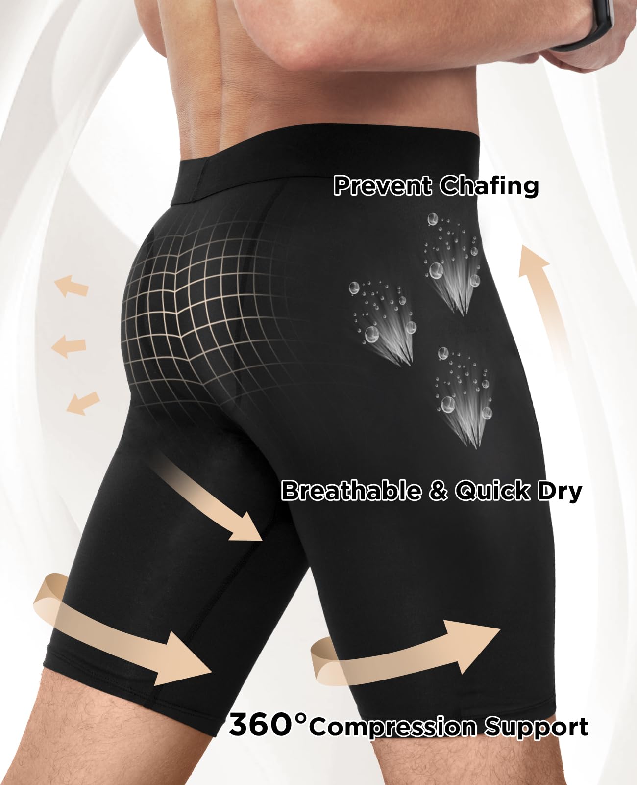 Niksa 3 Pack Compression Shorts Men Quick Dry Black Performance Athletic Shorts-XXL