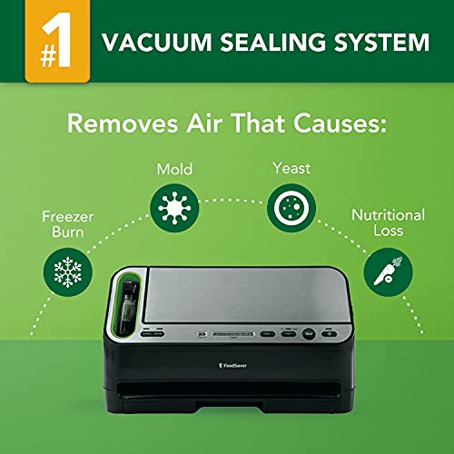 FoodSaver V4400 2-in-1 Vacuum Sealer Machine with Automatic Vacuum Sealer Bag Detection and Starter Kit, Safety Certified, Black and Silver