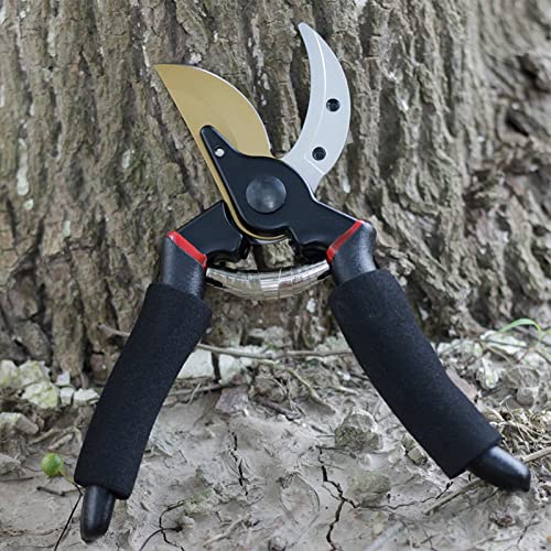 TOOLTENG Garden Bypass Pruning Shears, Heavy-Duty Garden Clippers, Tree Ttrimmers and Rose Pruning Shears, Multipurpose Garden Shears for Gardening, Arboriculture & Plant Nurseries (Black)