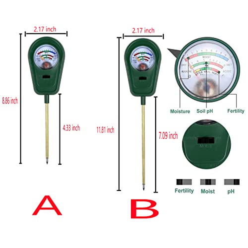 Upgraded 3 in 1 Soil Moisture/PH/Fertility Meter Soil Test Kit Soil Moisture Meter 90 Degree Foldable Soil Test Kit for Lawns, Garden, Farm, House, Indoor, Outdoor, Plants No Battery Needed (B)