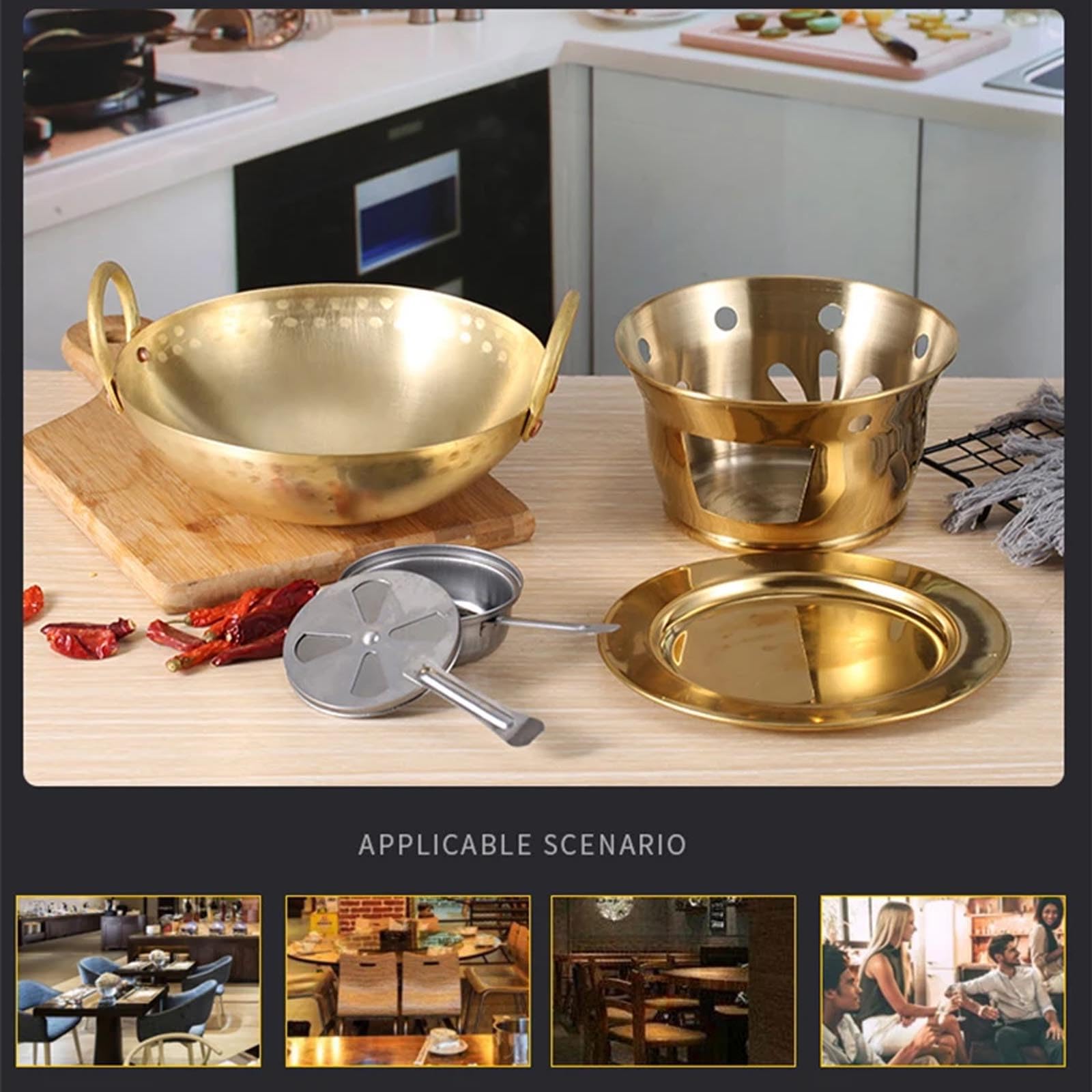 UGCER Copper Chafing Dish Buffet Set - Alcohol Stove Cooking Pot Food Warmers Pan Hot Pot for Weddings Caterings Parties