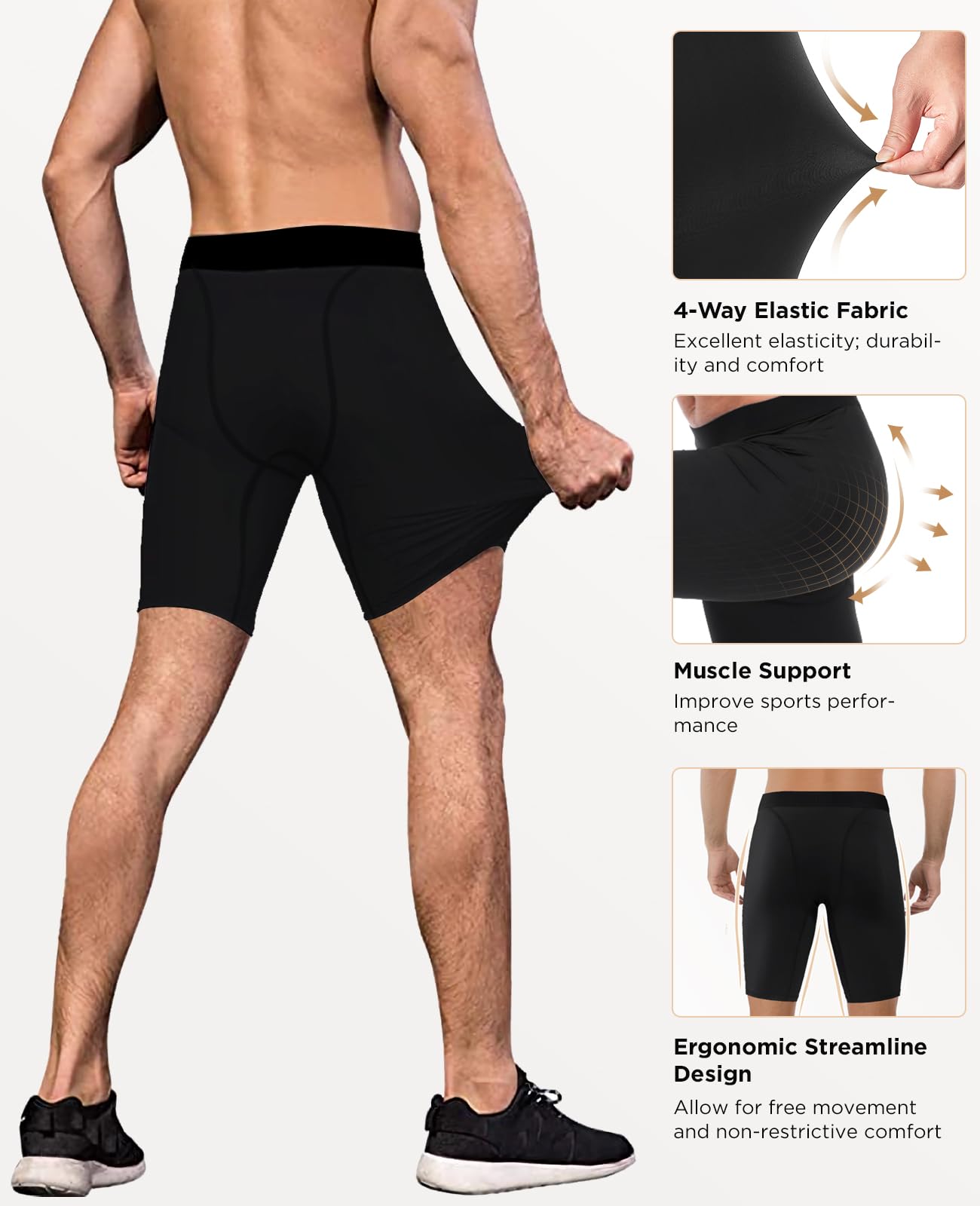 Niksa 3 Pack Compression Shorts Men Quick Dry Black Performance Athletic Shorts-XXL
