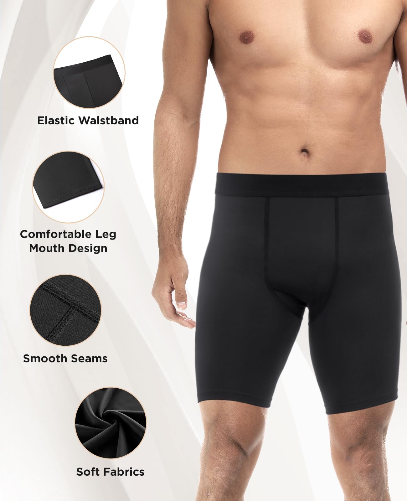 Niksa 3 Pack Compression Shorts Men Quick Dry Black Performance Athletic Shorts-XXL