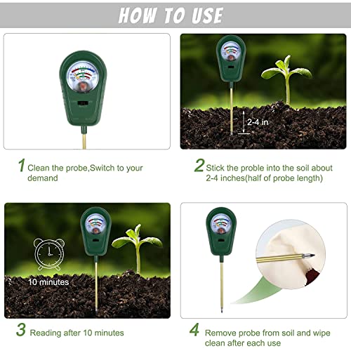 Upgraded 3 in 1 Soil Moisture/PH/Fertility Meter Soil Test Kit Soil Moisture Meter 90 Degree Foldable Soil Test Kit for Lawns, Garden, Farm, House, Indoor, Outdoor, Plants No Battery Needed (B)