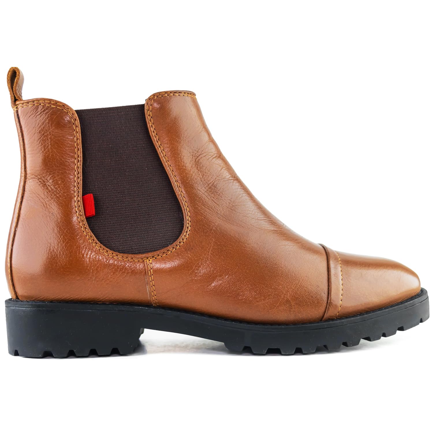 Marc Joseph New York Womens Casual Comfortable Genuine Leather Chelsea Ankle Boots Classic Fashion Captoe Slip On Ladies Fall Winter Boots Cognac Napa Soft 7.5