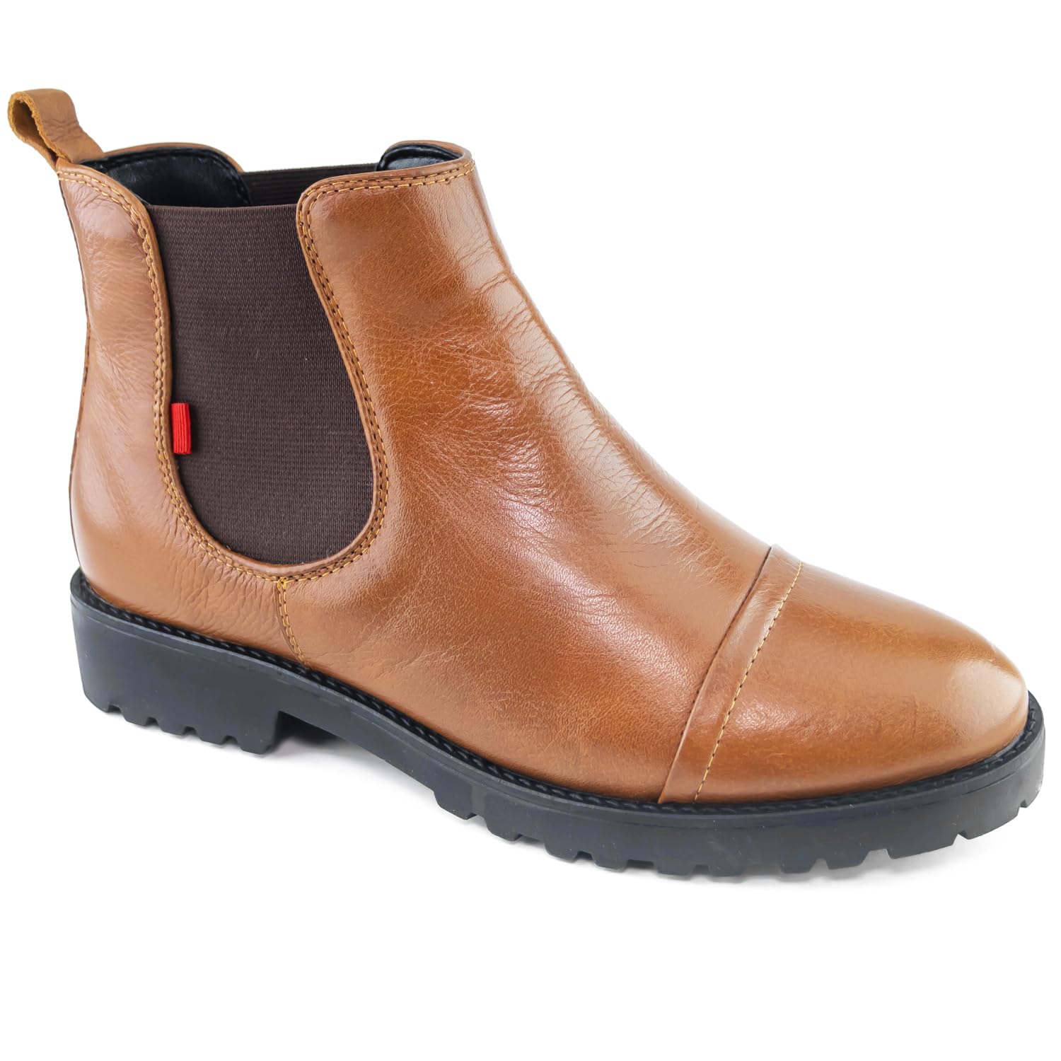 Marc Joseph New York Womens Casual Comfortable Genuine Leather Chelsea Ankle Boots Classic Fashion Captoe Slip On Ladies Fall Winter Boots Cognac Napa Soft 7.5