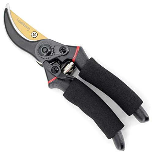 TOOLTENG Garden Bypass Pruning Shears, Heavy-Duty Garden Clippers, Tree Ttrimmers and Rose Pruning Shears, Multipurpose Garden Shears for Gardening, Arboriculture & Plant Nurseries (Black)