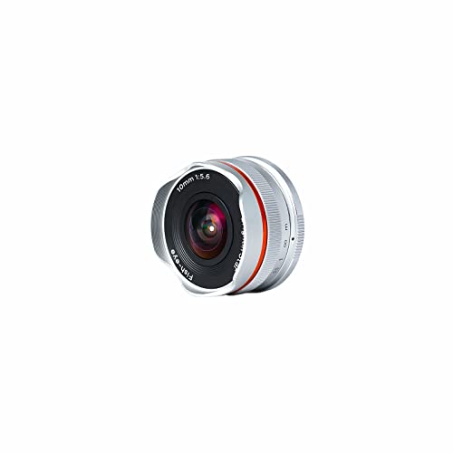 Brightin Star 10mm F5.6 Fisheye Wide Angle APS-C Manual Foucus Mirrorless Camera Lens, Fit for Canon EOS-M Mount M, M2, M3, M5, M6, M10, M100, M50, M200 (Silver)