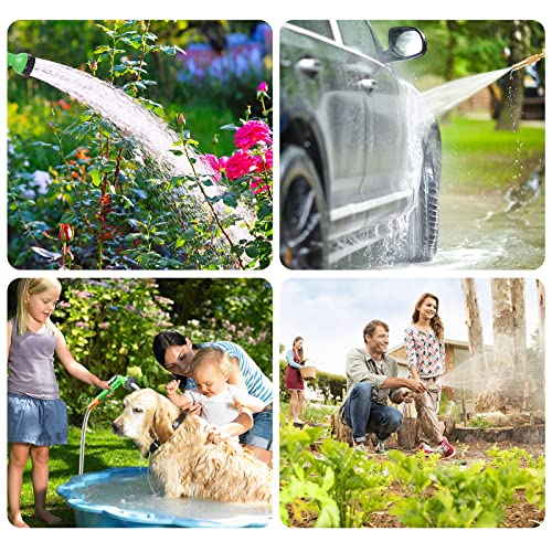 Yereen Metal Garden Hose 25FT, 304 Stainless Steel Garden Hose with 3/4" Solid Brass Fittings and 2 Function Nozzle, Kink Free Flexible Outdoor Water Hose