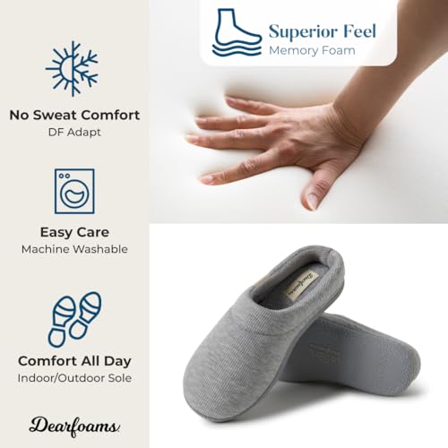 Dearfoams Women's Lacey Machine Washable Memory Foam Comfort Easy on/Off Clog Slipper, Light Heather Grey, X-Large