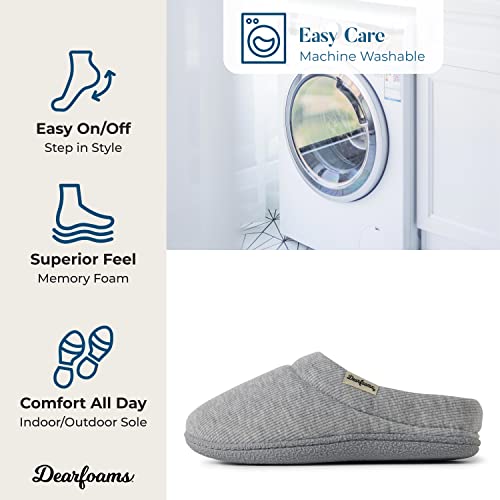 Dearfoams Women's Lacey Machine Washable Memory Foam Comfort Easy on/Off Clog Slipper, Light Heather Grey, X-Large