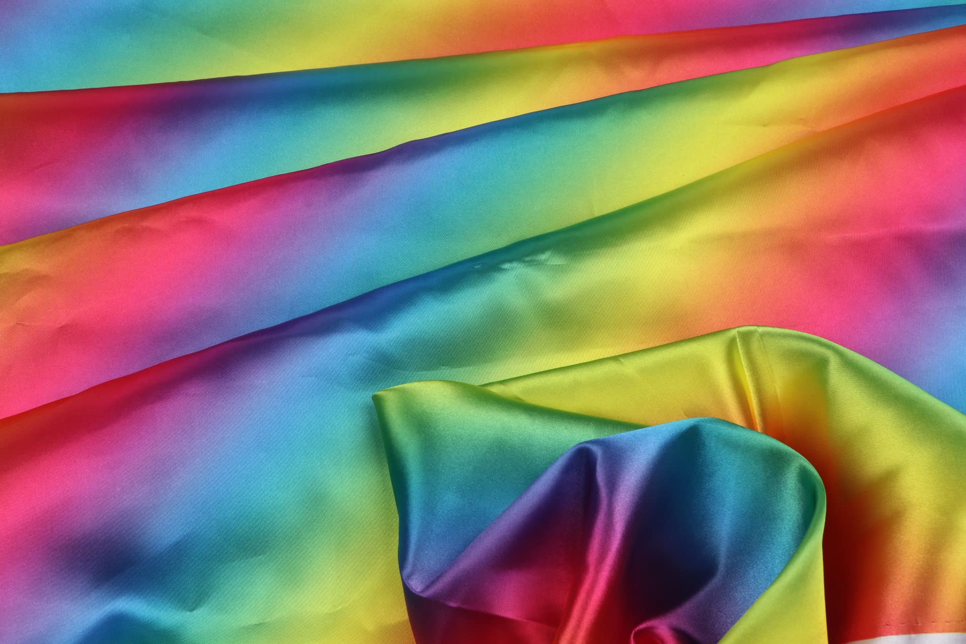 YYCRAFT Charmeuse Bridal Satin Fabric by The Yard 58 Inches Wide (Rainbow,2 Yards)