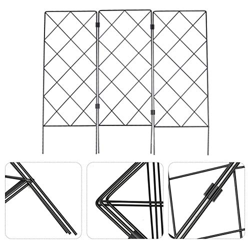 YARNOW Garden Trellis Plant Support for Climbing Foldable Vines and Flowers Stands Metal Wire Lattices Grid Panels for Ivy Rose Grape Cucumber Clematis Black