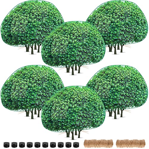 6 Pcs Deer Netting up to 2.5-3' Tall, Bird Netting for Garden Protect Plants Fruit Trees, Reusable Plastic Trellis Netting Fencing with 10 Cord Locks 2 Ropes to Repel Deer Poultry from Tree Shrub