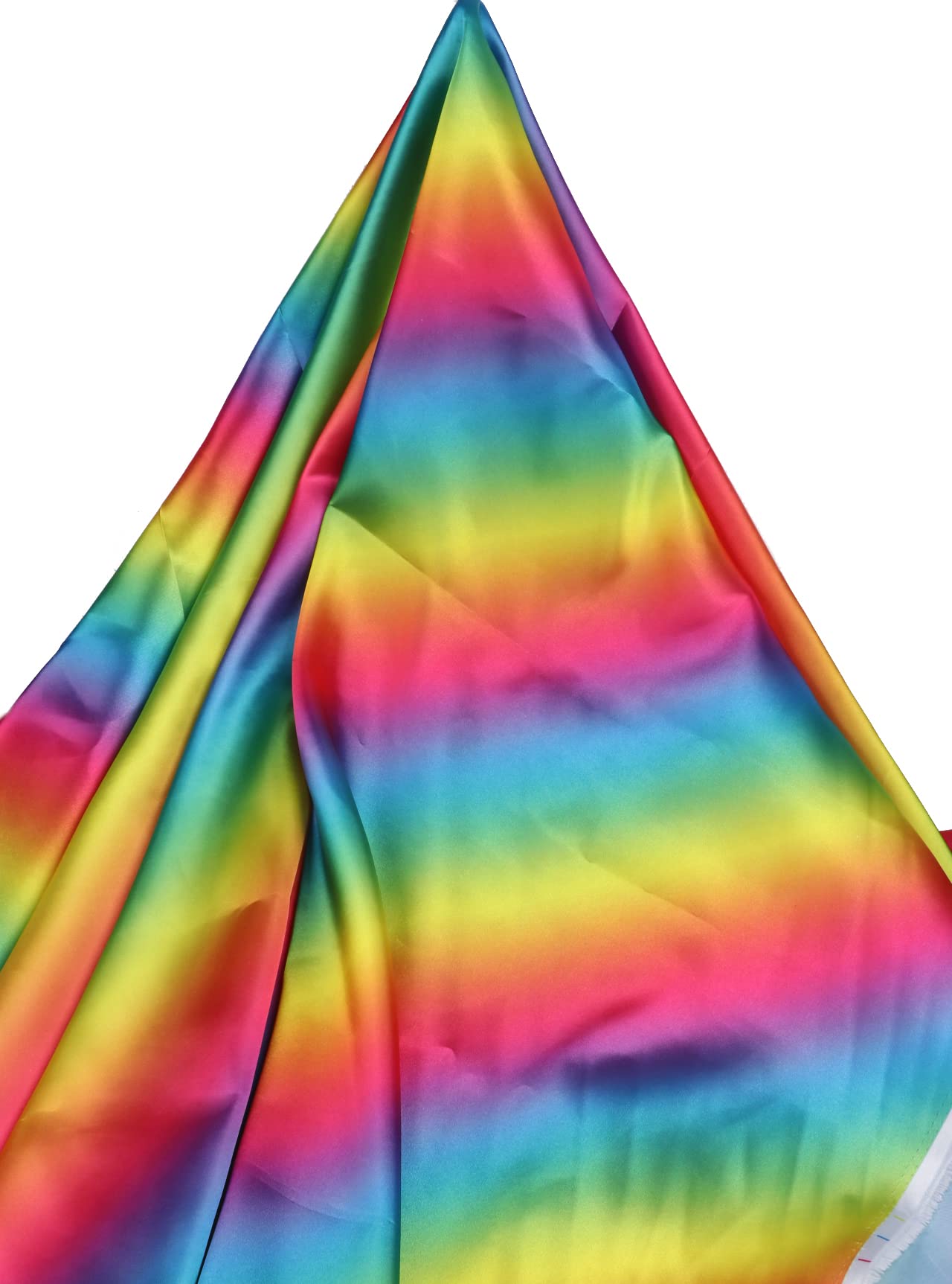 YYCRAFT Charmeuse Bridal Satin Fabric by The Yard 58 Inches Wide (Rainbow,2 Yards)