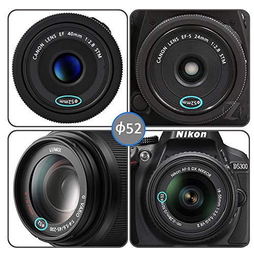 52mm HD UV Filter for D5300 D3500 D850 D7500 Camera w/AF-S DX 18-55mm f/3.5-5.6G Lens, Fire Rock UV Filter for Canon EOS 90D, Rebel T7 w/EF-M 55-200mm 18-55mm Lens -1 Pack