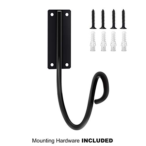 Urban Deco Hose Holder Hook, Wall Mounted Water Hose Storage Hanger,Heavy Duty Metal Hose Bracket,Holds 125-Feet of 5/8-Inch Hosepipe Black