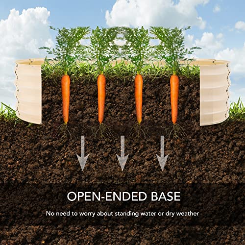 Sundale Outdoor Galvanized Raised Garden Bed Kit, 4x2x1ft Planter Raised Garden Boxes Outdoor with Anti-Rust Paint,Oval Metal Planter Box for Vegetables Flower(Beige)
