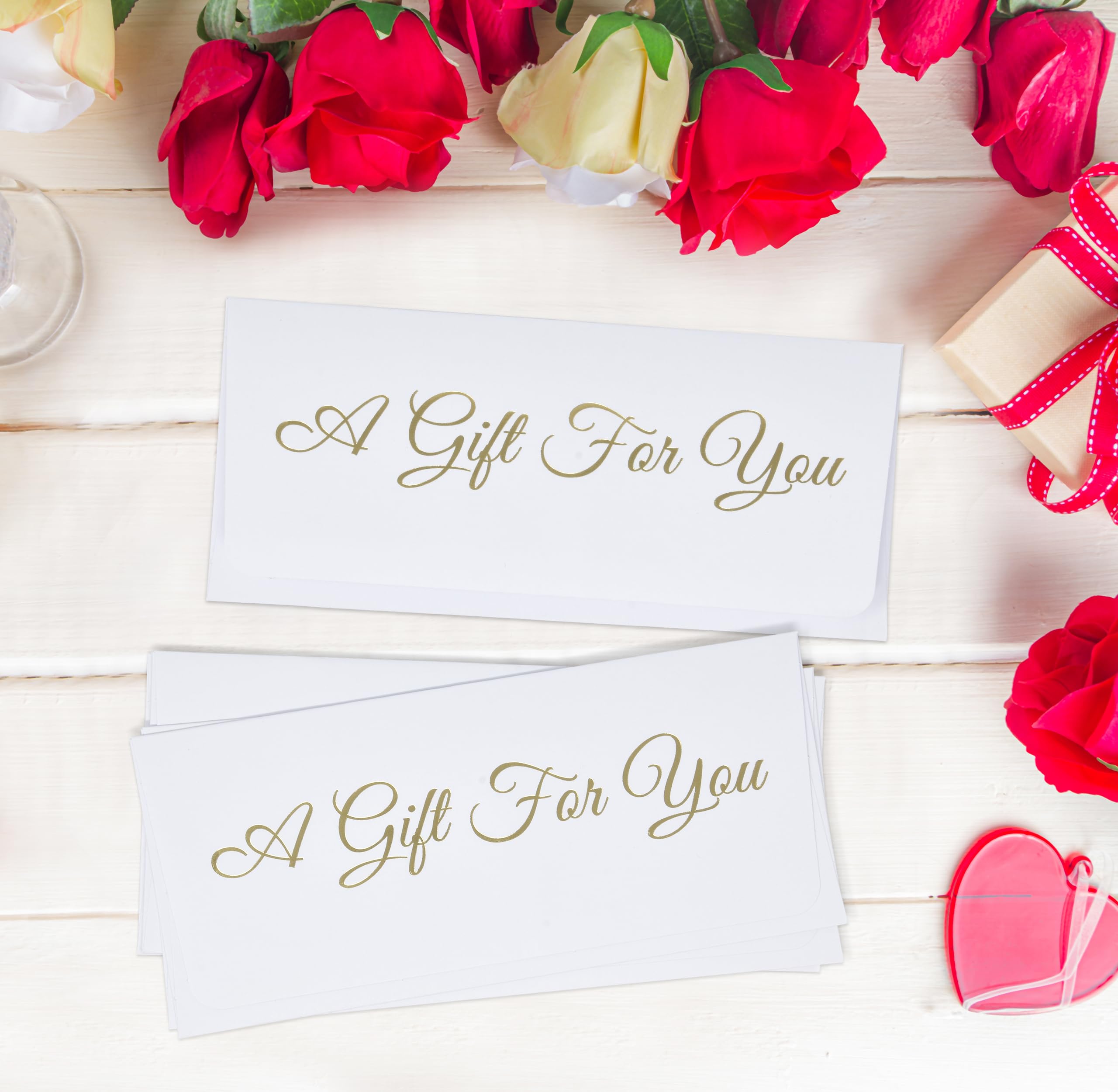 Gift Boutique - 100 Christmas Currency Envelopes Holiday Money Gift Envelope Holder Enclosure A Gift For You Gold Design 2 7/8” x 6 ½” for Cash Check Coin Note Mailing Gifts Office Wedding Party Favor