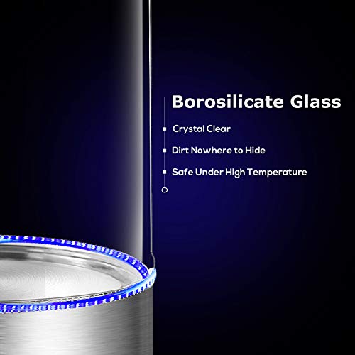 Topwit Electric Kettle Glass Electric Tea Kettle, 2L BPA-Free Hot Water kettle, Stainless Steel Inner Lid and Bottom Water Warmer, Fast Heating with Auto Shut-Off and Boil Dry Protection, White
