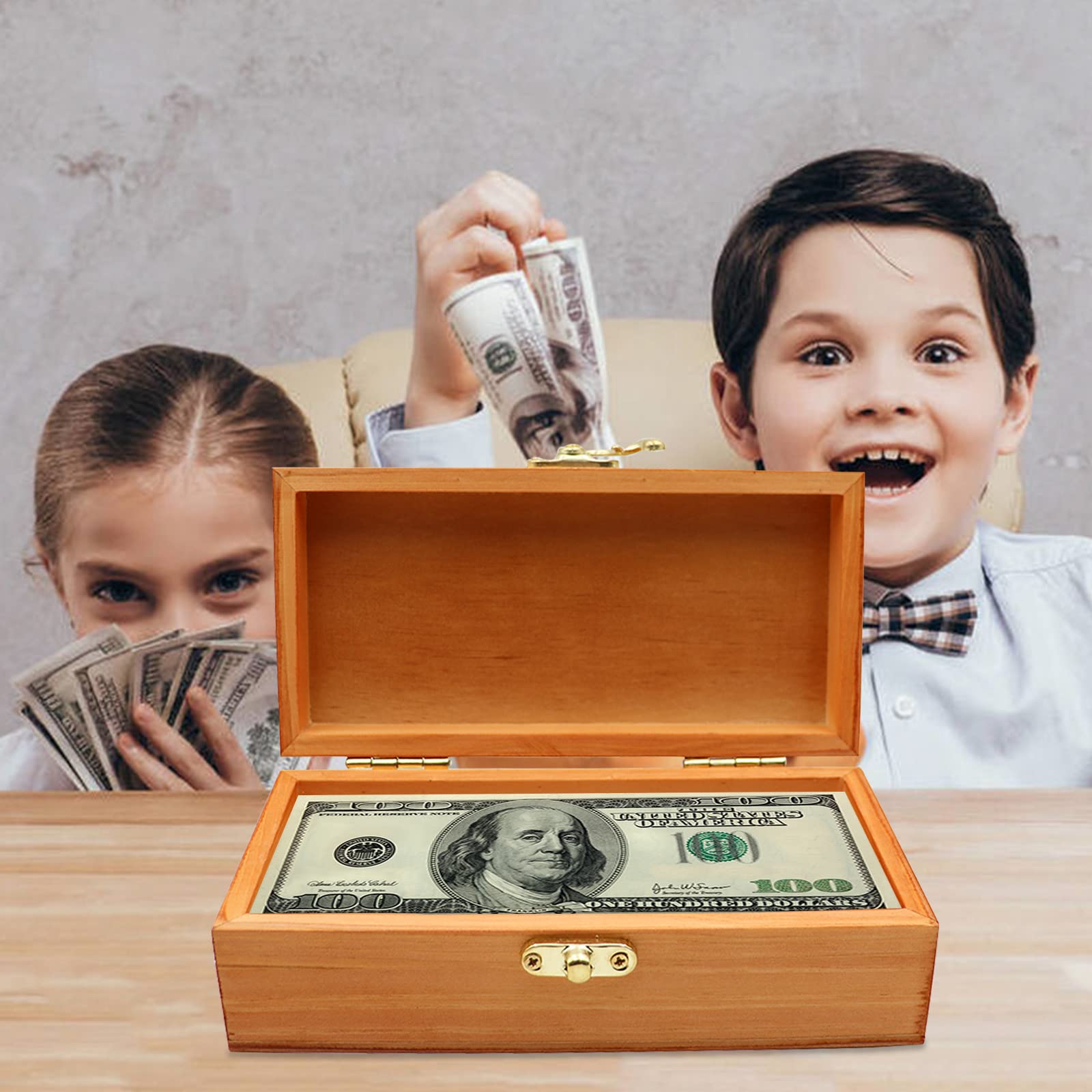 Wooden Lockable Currency Tray, Single Row Currency Tray, Cash Organizer Money Storage Box, Money Organizer for Cash (Bronze)