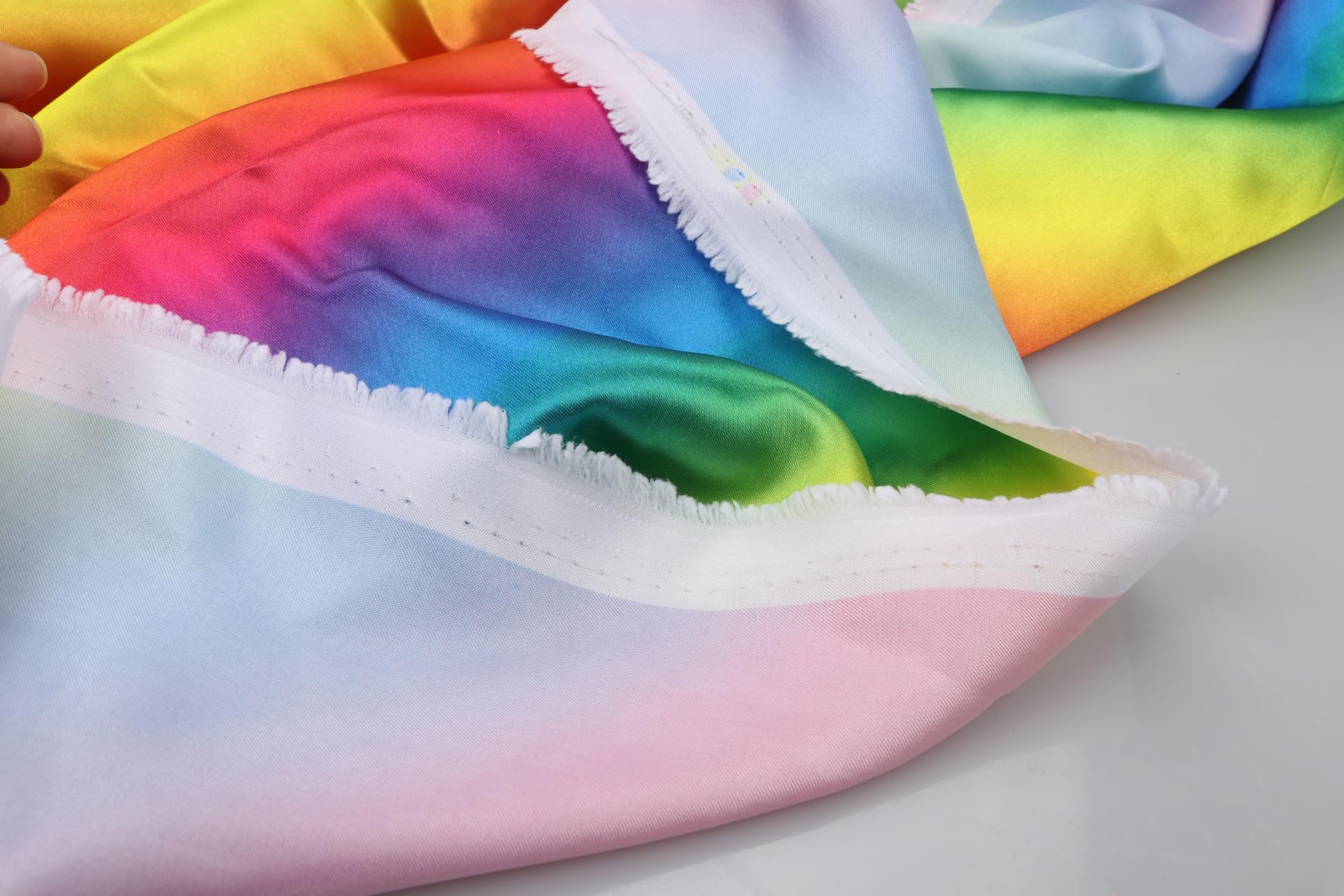 YYCRAFT Charmeuse Bridal Satin Fabric by The Yard 58 Inches Wide (Rainbow,2 Yards)