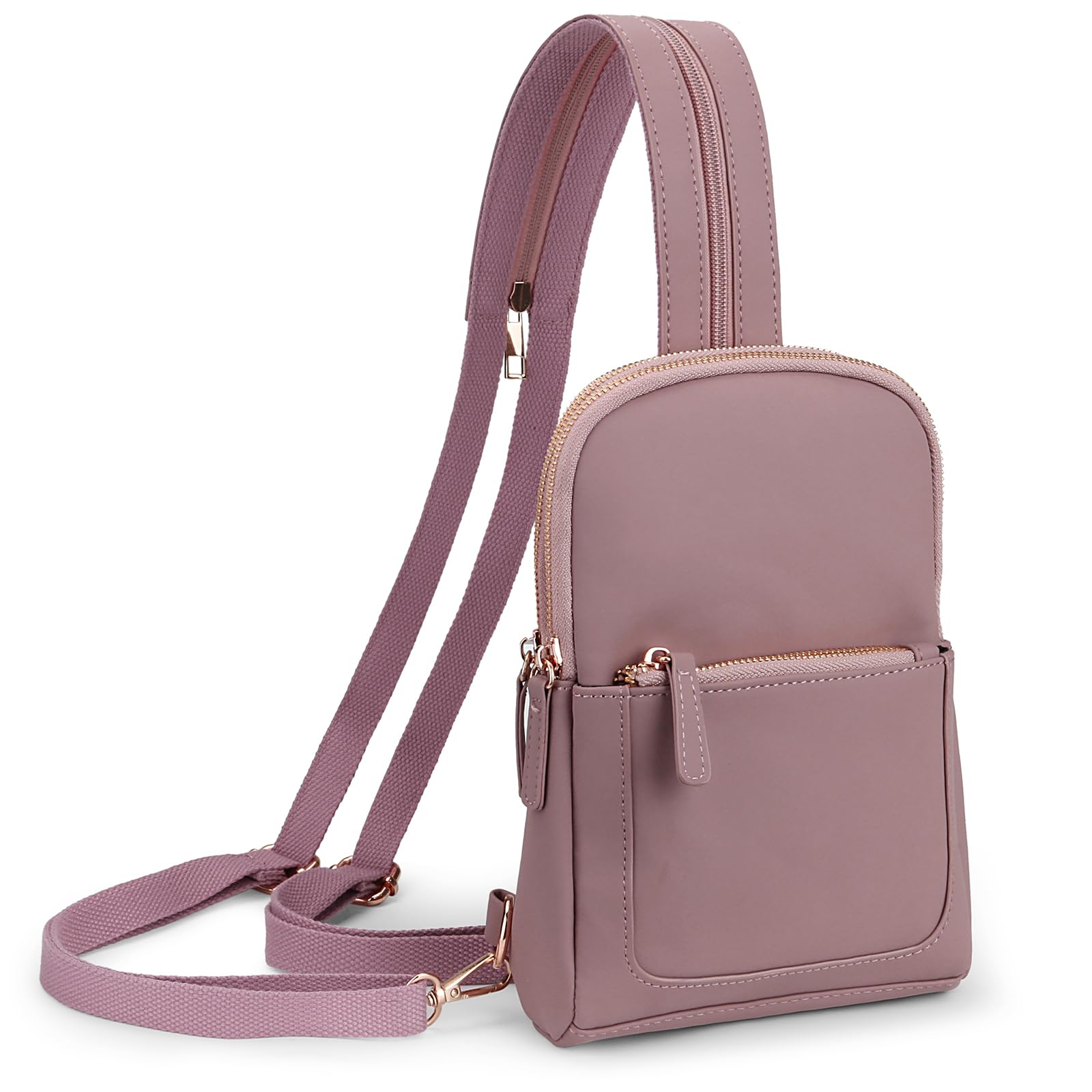 Uromee Sling Bag for Women Crossbody Purse Vegan Leather Fashion Fanny Pack Chest Bag Convertible Small Backpack