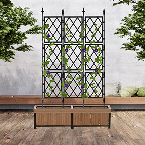 WellSign Garden Trellis for Climbing Plants Outdoor and Indoor 63inch, Sturdy Rustproof Coated Metal Support Fence Climbing Frame with 20 Reusable Ties for Ivy Vines Vegetable Flower 1Pack