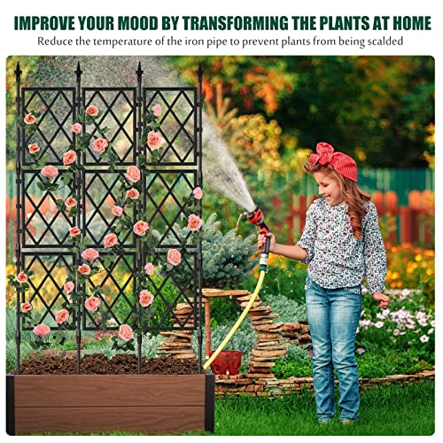 WellSign Garden Trellis for Climbing Plants Outdoor and Indoor 63inch, Sturdy Rustproof Coated Metal Support Fence Climbing Frame with 20 Reusable Ties for Ivy Vines Vegetable Flower 1Pack