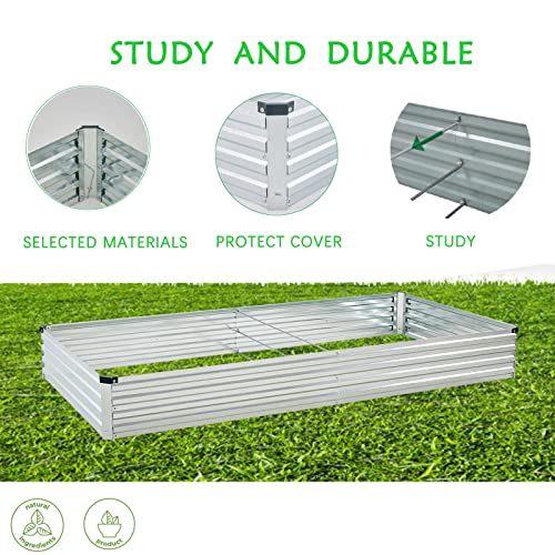 Vengarus Raised Garden Bed Kit, Galvanized Planter Raised Garden Boxes Outdoor, Square Large Metal Raised Garden Beds for Vegetables Herb,8x4x1FT