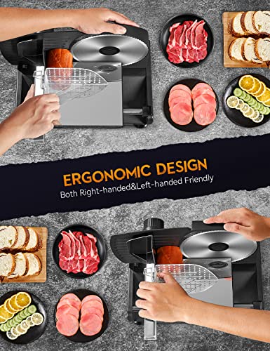MIDONE Meat Slicer 200W Electric Deli Food Slicer with Two Removable 7.5ββ Stainless Steel Blade, Adjustable Thickness for Home Use, Child Lock Protection, Black