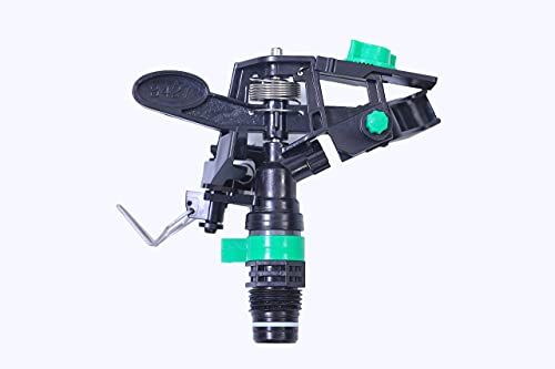 Pulsating, Impact Sprinkler with Stand (Spike) Pack of 2, for Garden Lawn and Yard by APT, Features Stainless Steel Fulcrum Pin Package Includes 2 pcs Hose connectors