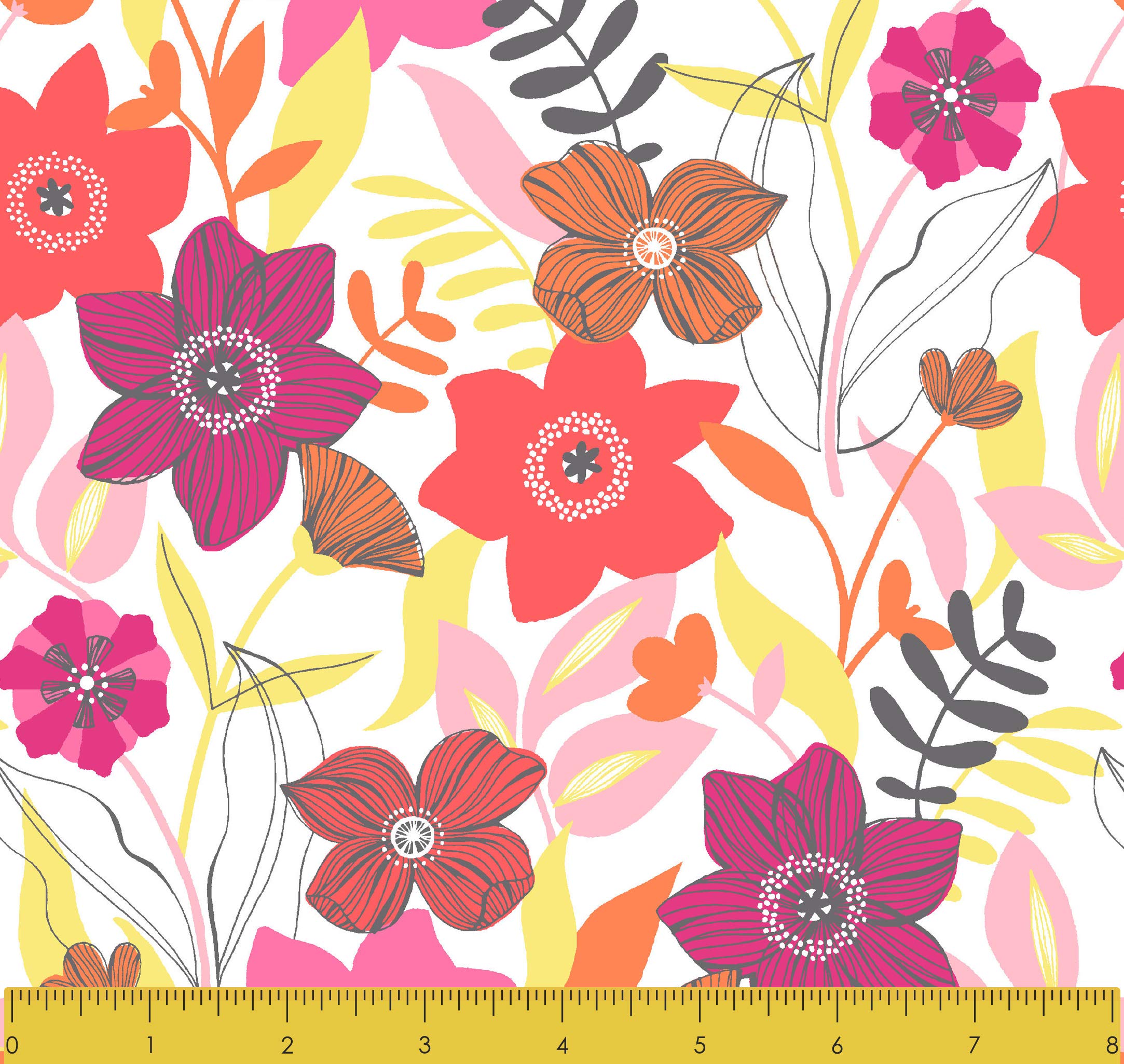 Stitch & Sparkle Fabrics, Modern Scandinavian, Flowers Pink Cotton Fabrics, Quilt, Crafts, Sewing, Cut by The Yard, 44 Inches (SSSF002)