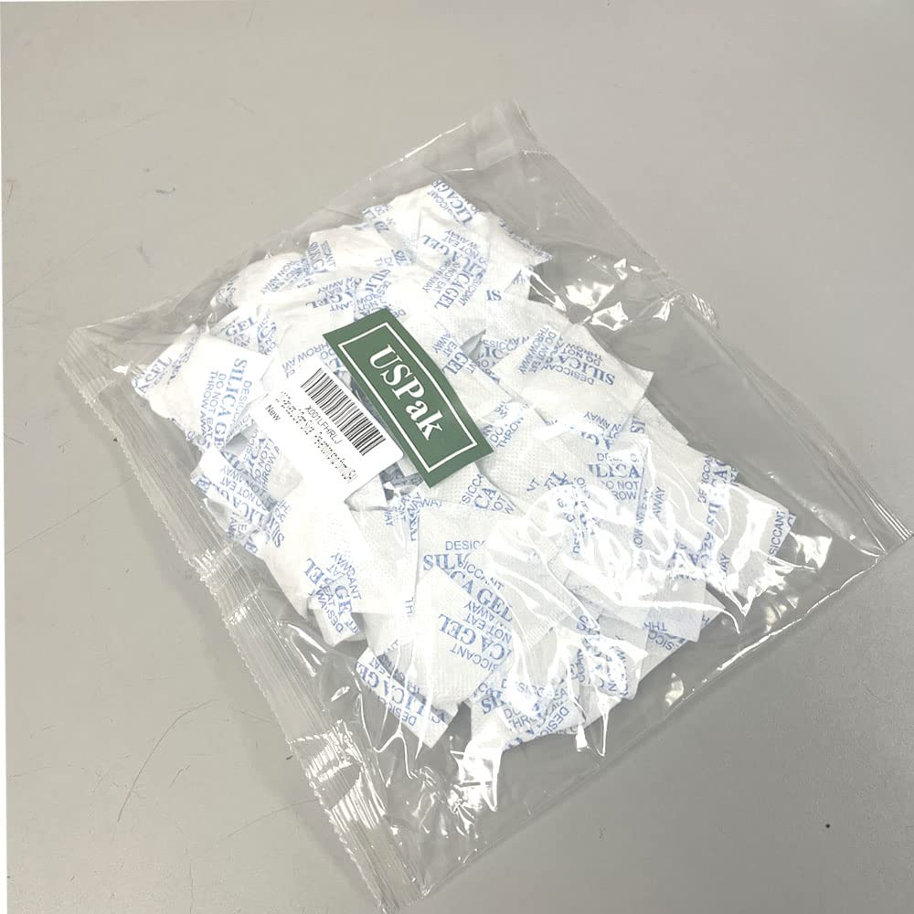 USPak Deisscant Packs 2 Gram 100 Packets Silica Gel Drying Agent Moisture Absorbers Dehumidifiers for Storage