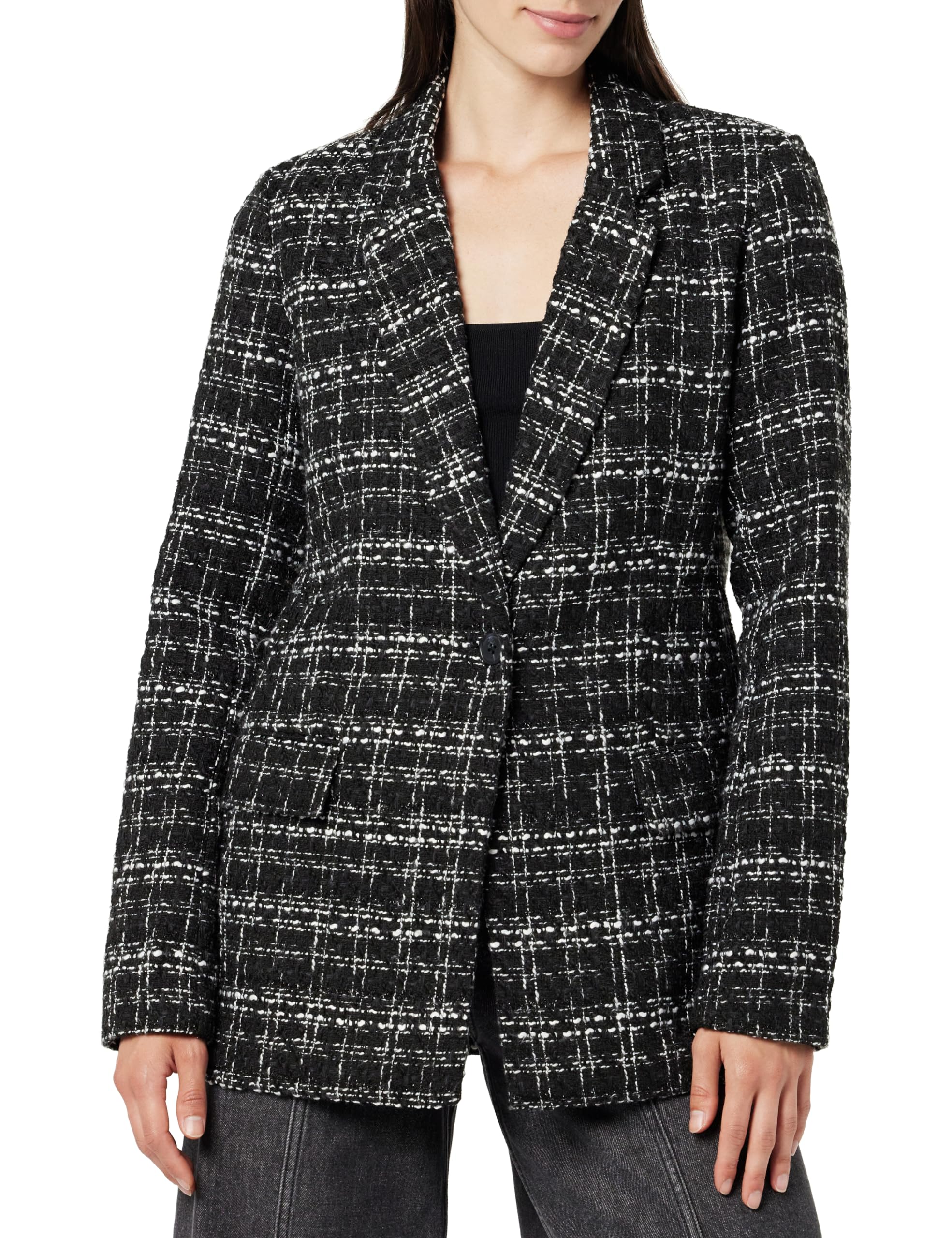 The Drop Women's Blake Long Blazer, Black Boucle, Small