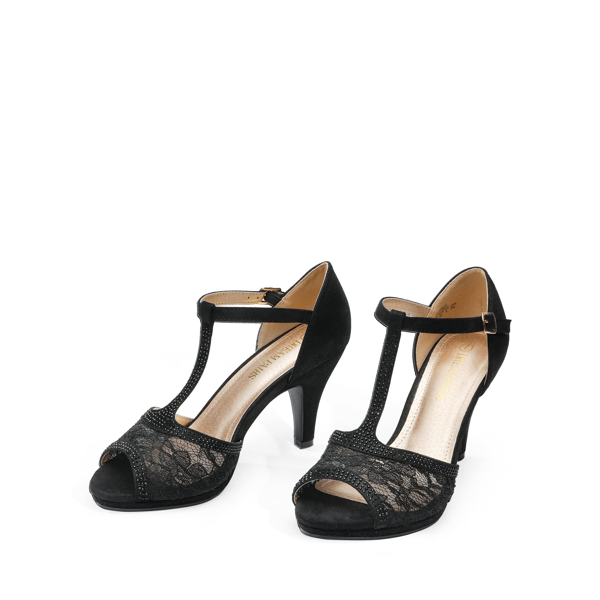 DREAM PAIRS Womens Fashion Stilettos Open Toe Pump Heel Sandal, Black/2-6.5
