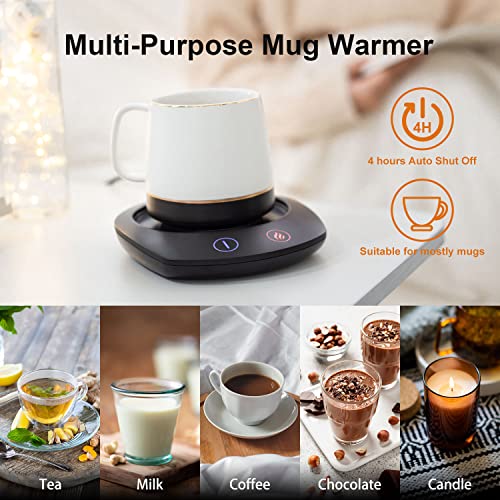 Ingecafea Upgrade Coffee Mug Warmer, Smart Coffee Warmer for Desk Use, 4 Temperature Settings & 4 Hours Auto Shut Off, Large Surface Coffee Cup Warmer for Coffee, Milk, Tea (Oval)
