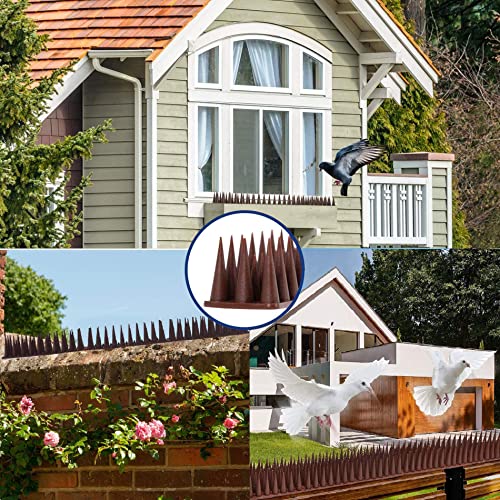 Defender Spikes, Upgraded Bird and Cat Spikes for Pigeon, Cat and Small Animals - Protect Your Sofa, Garden, Outdoor Walls, Anti Theft Climb, Plastic Security Fence Spikes - 8pack [12FT]