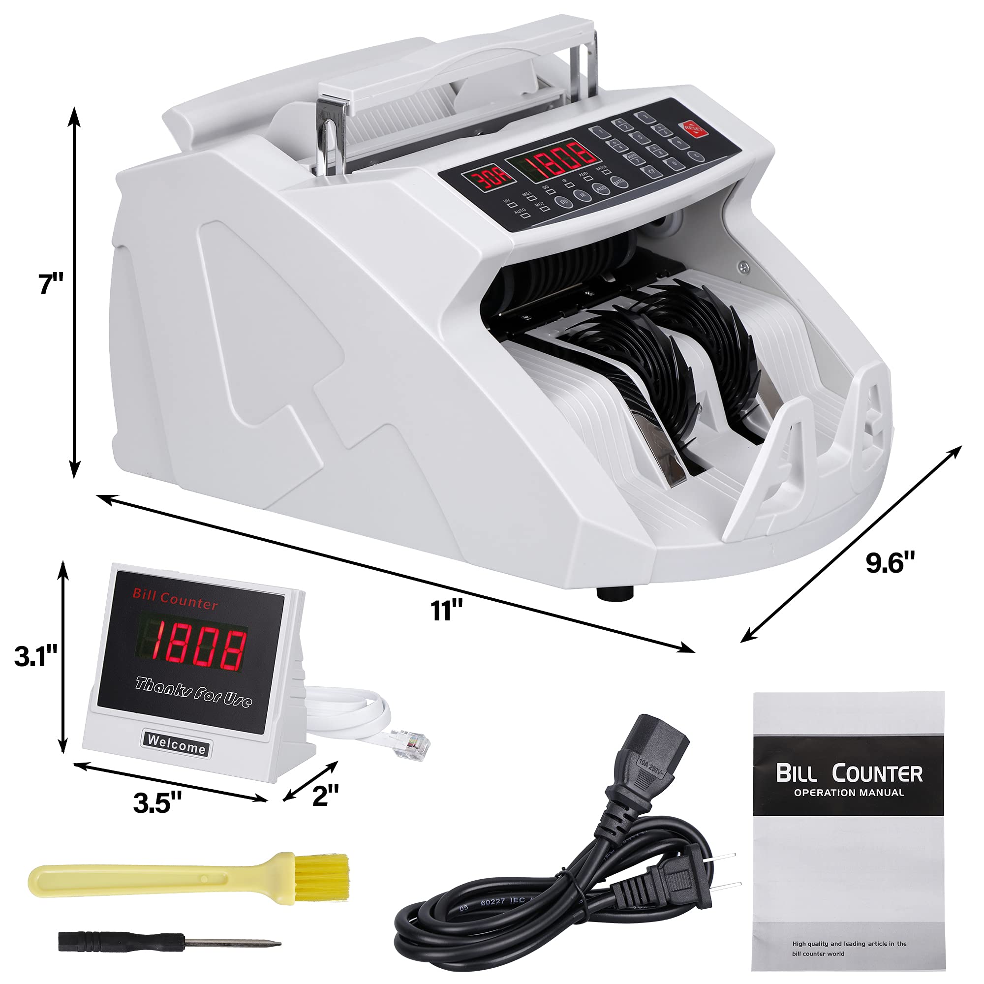 SUPER DEAL Automatic Money Bill Counter Detector Display Currency Cash Counter Bank Machine, Banknote UV and MG Counterfeit Bill Detection (#1)
