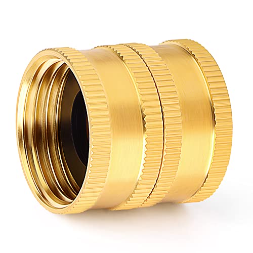 GASHER 6 Pieces Brass Tube Garden Hose Connector, Hose Adapter, 3/4" GHT Female Thread x 3/4" GHT Female Thread Connector