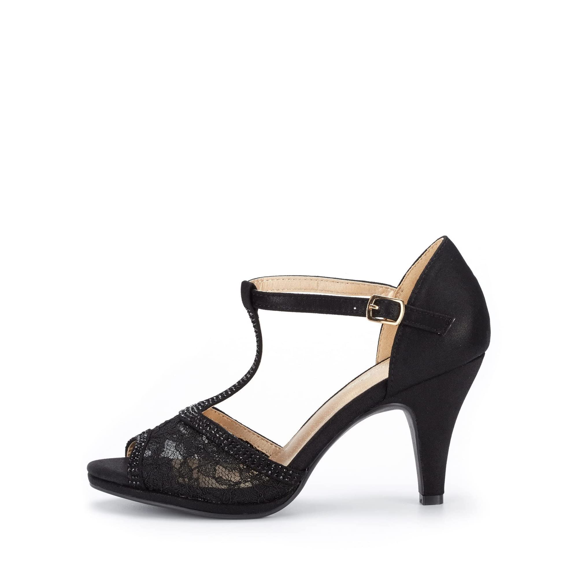DREAM PAIRS Womens Fashion Stilettos Open Toe Pump Heel Sandal, Black/2-6.5