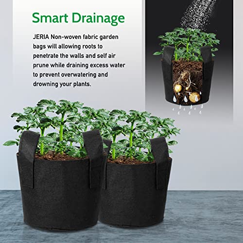 JERIA 16-Pack 5 Gallon Grow Bags, Heavy Duty Thickened Nonwoven Fabric Pots Container with Reinforced Handles, Vegetable/Flower/Plant Grow Pots Come with 16 Pcs Plant Labels