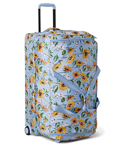 Vera Bradley Women's Recycled Lighten Up Reactive Xl Foldable Rolling Duffle Luggage, Sunflower Sky, One Size