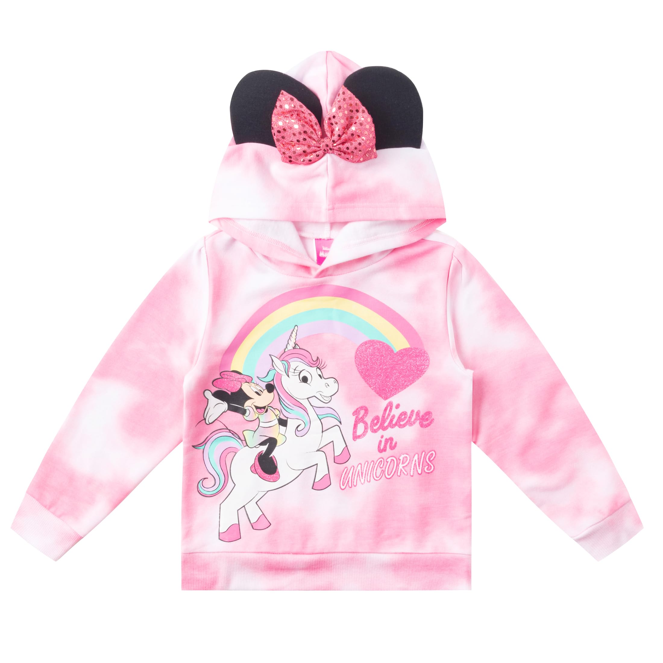 Disney Minnie Mouse Girls Hoodie and Pants Set for Toddler and Little Kids