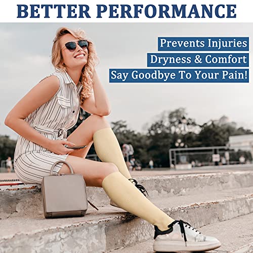 FEYHAY Copper Compression Socks (3 Pairs) 15-20 mmHg Circulation is Best Athletic & Daily for Men & Women, Running, Climbing